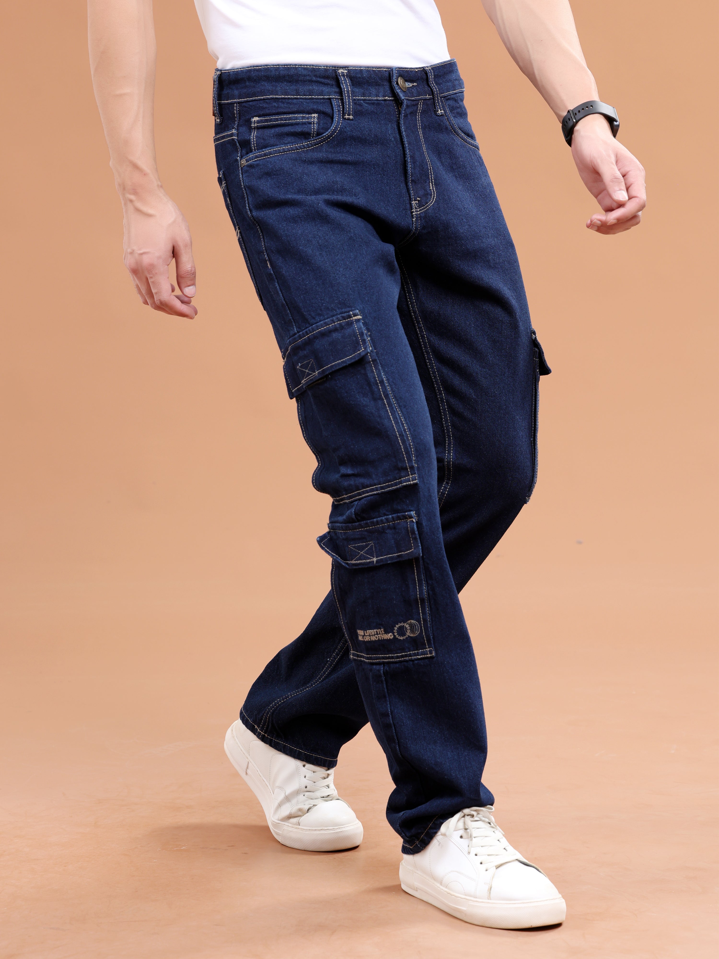 Indigo Flex Denim Cargos - Comfortable & Durable | VUDU