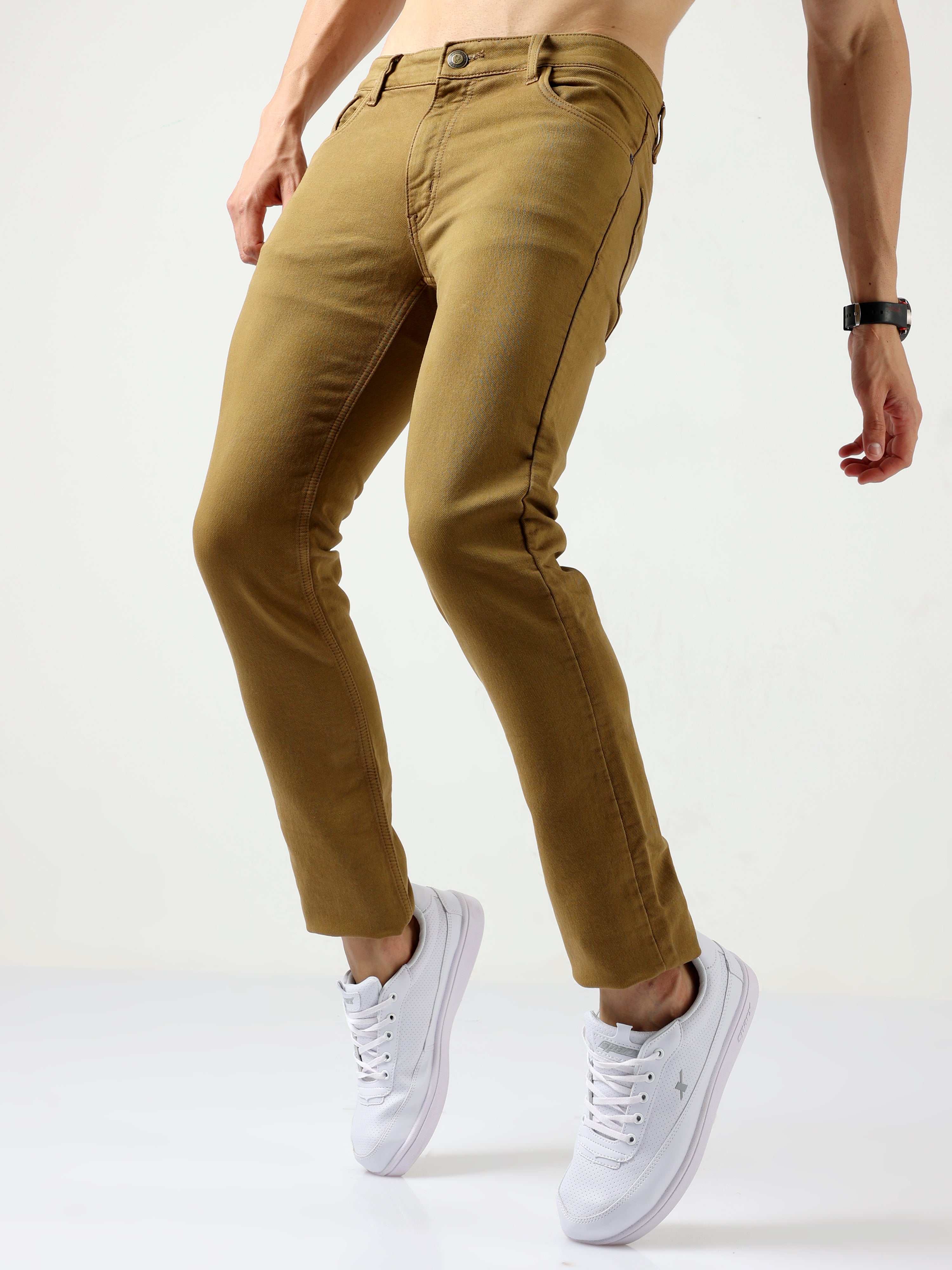 Khaki Denim Jeans - Versatile & Comfortable | VUDU